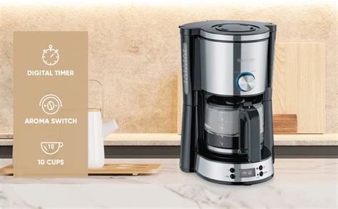 Amazon de SEVERIN Kaffeemaschine TypeSwitch mit Glaskanne und Timer AromaSwitch zur Wahl für