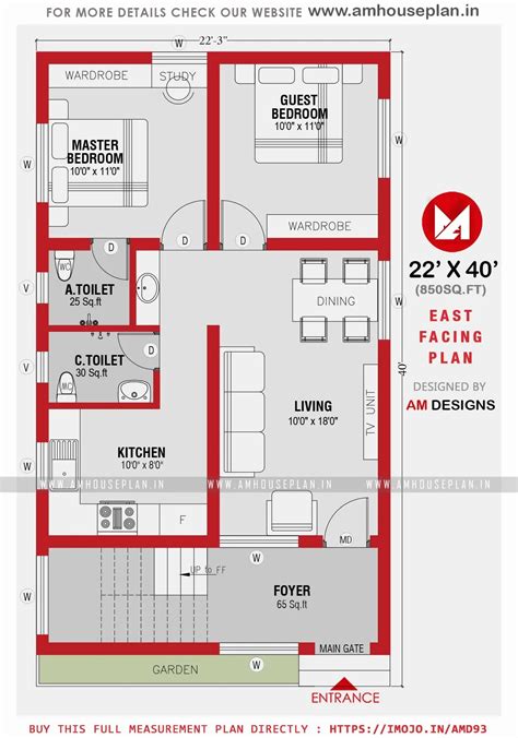 22 X 40 Perfect 2bhk House Plan With Price