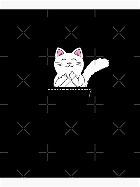 Cat Middle Finger Stinky Finger Funny Breast Pocket Poster For Sale