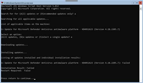 Windows Defender Update Failes On Hyper V 2019 Core Microsoft Qanda