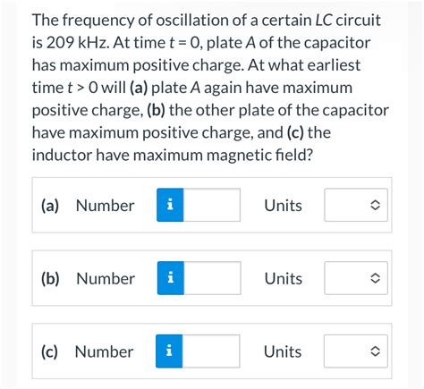 Solved The Frequency Of Oscillation Of A Certain Lc Circuit