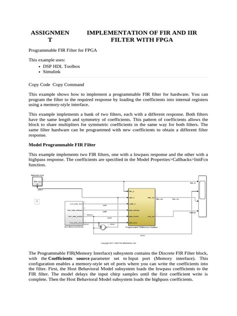 Assignment Implementation Of Fir And Iir Filter With Fpga Pdf