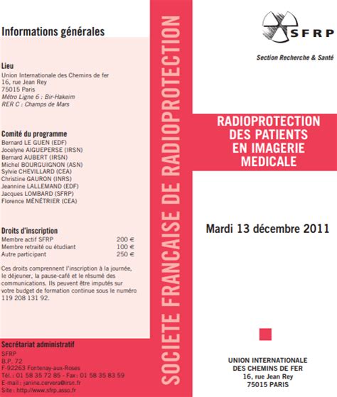 Radioprotection Des Patients En Imagerie Médicale Sfrp