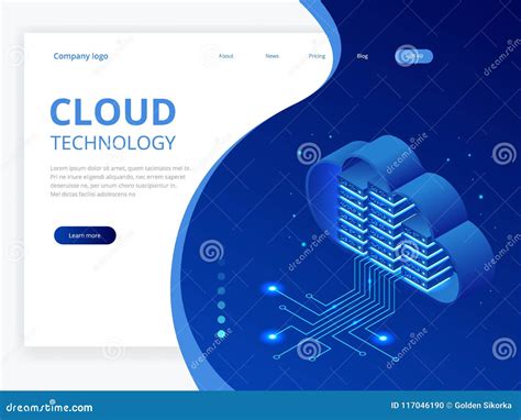 Isometric Modern Cloud Technology And Networking Concept Web Cloud Technology Business Stock
