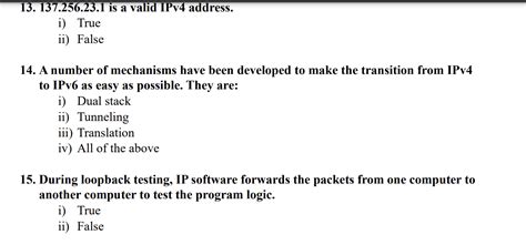 solved 13 137 256 23 1 is a valid ipv4 address i true ii