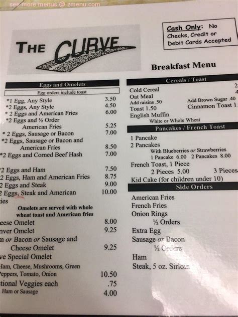 Menu At The Curve Restaurant Madison