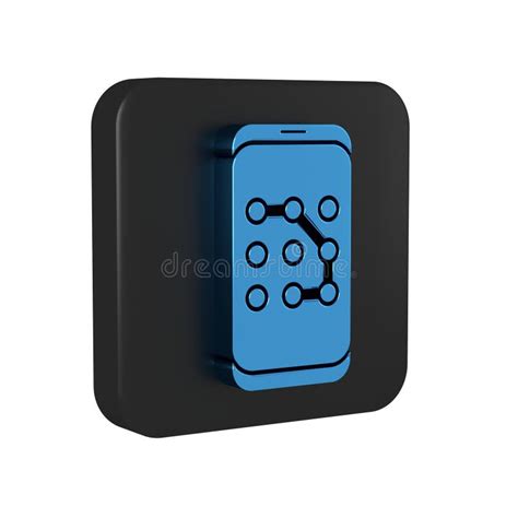 Blue Mobile Phone And Graphic Password Protection Icon Isolated On