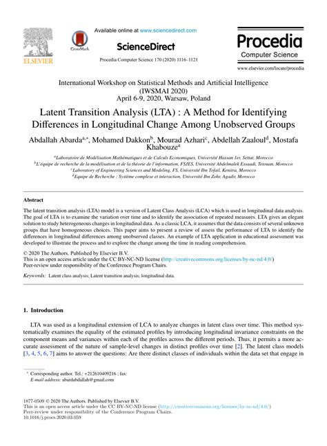 pdf latent transition analysis lta a method for identifying