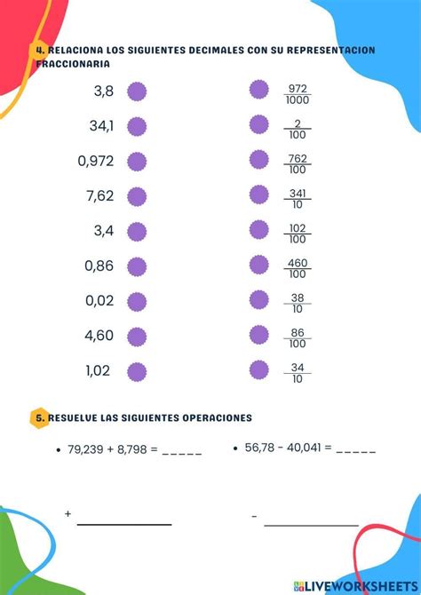 Práctica De Decimales Quinto De Primaria Educacion Matematicas