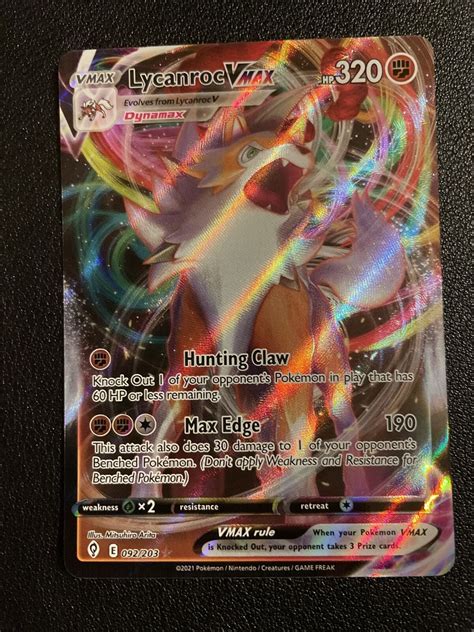 Lycanroc VMax Pokemon Evolving Skies TCG 092 203 Ultra Rare Full Art
