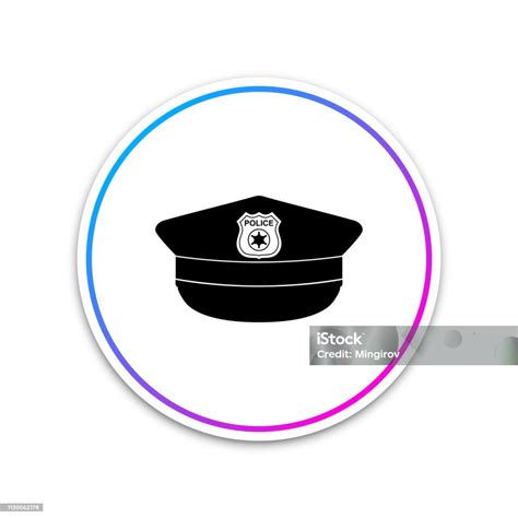 員警帽與雞尾酒圖示查出在白色背景警用帽子標誌圓圈白色按鈕向量插圖向量圖形及更多一個物體圖片 一個物體 保安 保安員 Istock