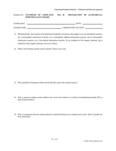 Synthesis Of Lidocaine Part B Preparation Of A Chloro