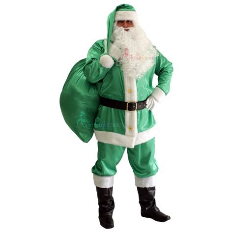 Roupa Fantasia De Papai Noel Verde Barba E Peruca Luxo U R Em Mercado Livre