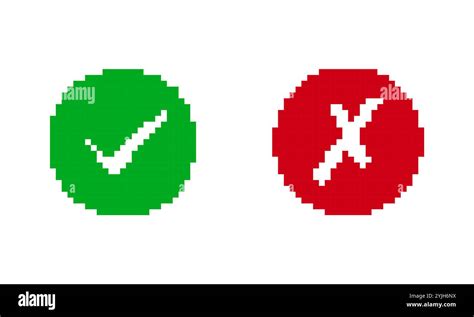 Correct And Wrong Indicators Approval And Rejection Symbol In Pixel