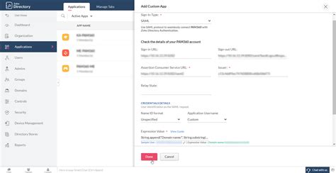 SAML SSO Using Zoho Directory Onwards