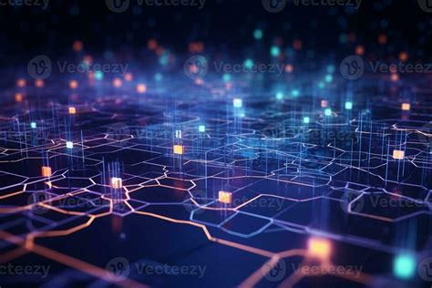 Blockchain Data Fields Network Line Connect Stream Concept Of Ai