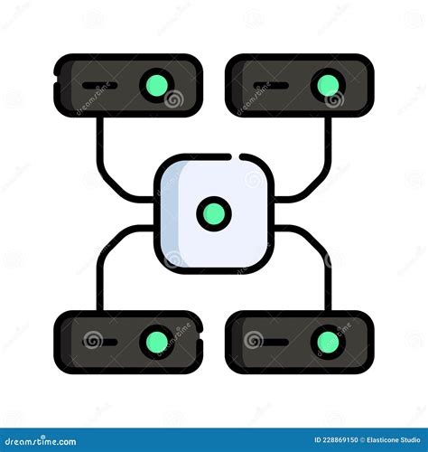 Decentralization Icon Vector Illustration Flat Outline Cartoon Stock Vector Illustration Of