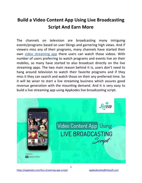 PPT Build A Video Content App Using Live Broadcasting Script And Earn