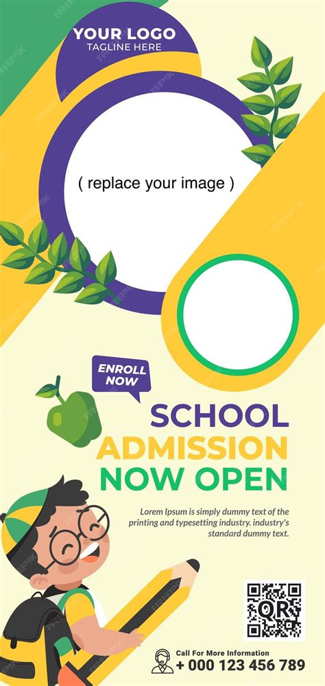 학교 입학 전단지 템플릿 디자인 프리미엄 벡터