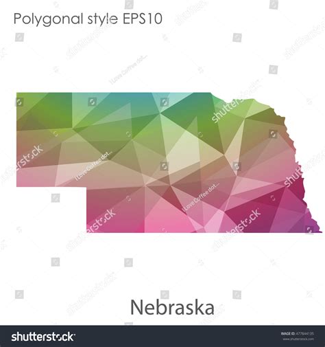 Nebraska State Map In Geometric Polygonal Mosaic Royalty Free Stock