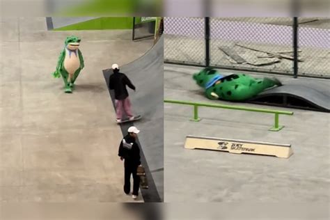 青蛙哥到滑板公园撩闲滑滑板报复偷崽贼不料反被滑板制裁