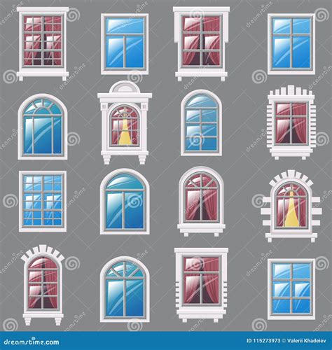 Set Of Different Windows Element For Architecture Vector
