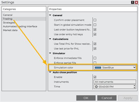 Setting A Simulation Color Ninjatrader Desktop