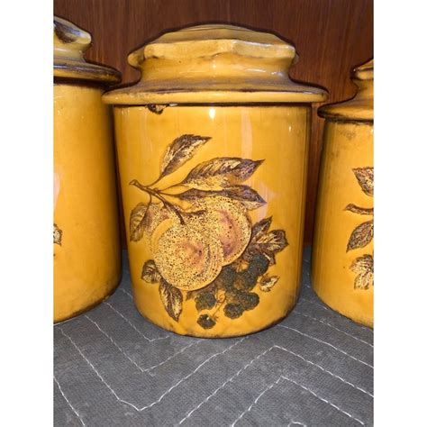 Vintage Harvest Gold Canister Set 4 Pieces Chairish