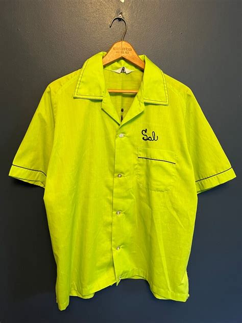 Vintage S Nat Nast Chain Stitch Bowling Button Up Gem