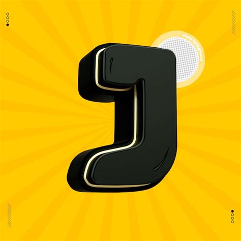 Premium PSD 3d Render Letter J Font Black Japanese