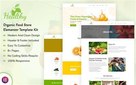 Healthy Organic Food Store Elementor Template Kit