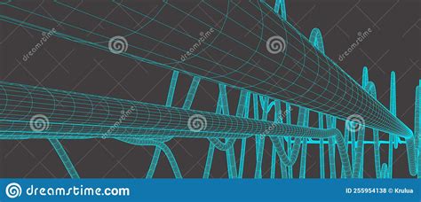 Vector Abstract Background With A Wireframe Dynamic Waves Line And