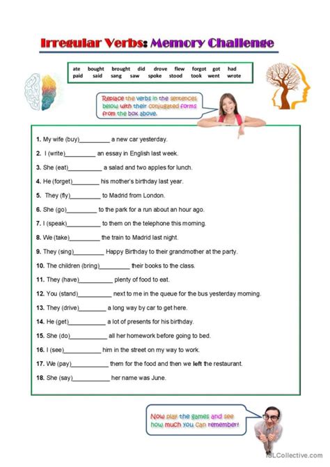 Irregular Verb Simple Past Memory Ch Deutsch DAF Arbeitsblätter pdf doc