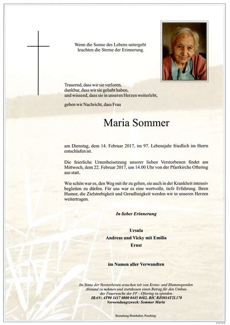Maria Sommer • Bestattung Brunhuber