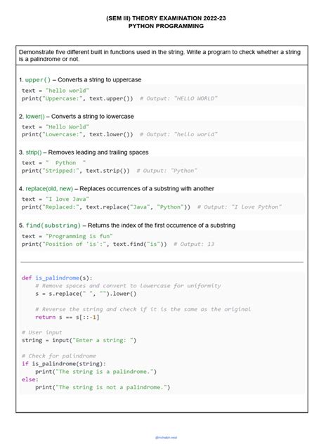 sem iii aktu python theory examination 2022 23 solution pdf