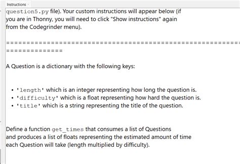 solved question5 py file your custom instructions will