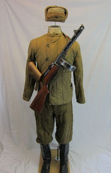 Soviet Assault Uniform With Ushanka And Ppsh 41 With Drum Magazine