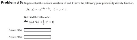 Solved Problem Suppose That The Random Variables X And Y Chegg