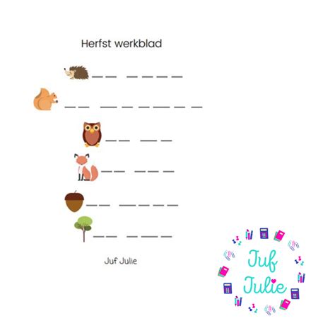 Herfst Werkblad Woorden Schrijven Juf Julie