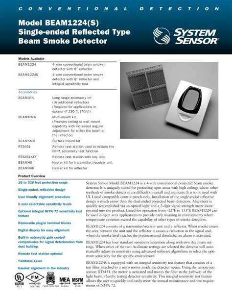 Single Ended Reflected Type Beam Smoke Detector Systems