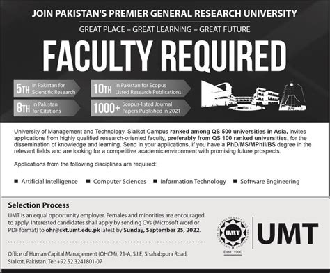 Muhammad Wasim Phd On Linkedin Umtsialkot Faculty Jobs Hiringnow Sialkot
