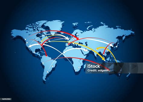 세계지도 연결되었습니다 화살표에 대한 스톡 벡터 아트 및 기타 이미지 화살표 세계지도 지도 Istock