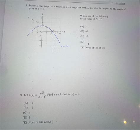 Solved Math-UA.131-006.A8. ﻿Below is the graph of a function | Chegg.com