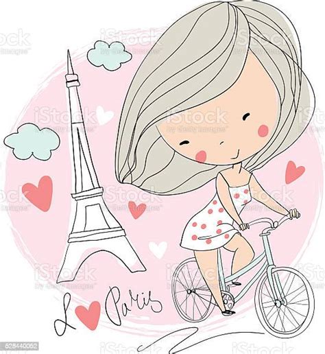 Ilustración De Chica En Bicicleta Y Más Vectores Libres De Derechos De