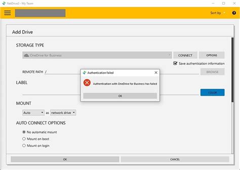 Error Authenticating With Onedrive For Business Netdrive3 Bdrive Support Forum Netdrive