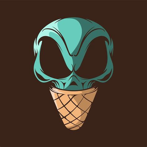 Premium Vector Skull Head Ice Cream Cone