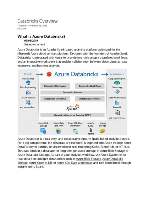 Azure Databricks Overview Pdf Apache Spark Microsoft Azure