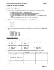 Tutorial Simple Functions Docx Aacs Programming Concepts And