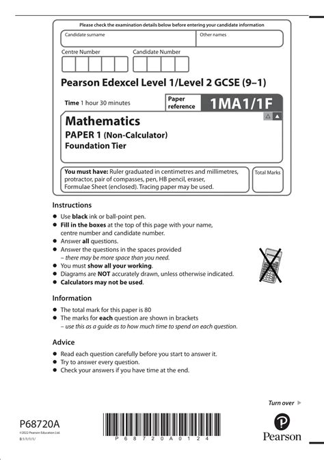 2023 Paper 1 Edexcel Gcse Maths Foundation Paper Mocks Maths Stuvia Uk
