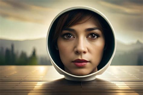 Premium Ai Image A Womans Face Is Reflected In A Mirror